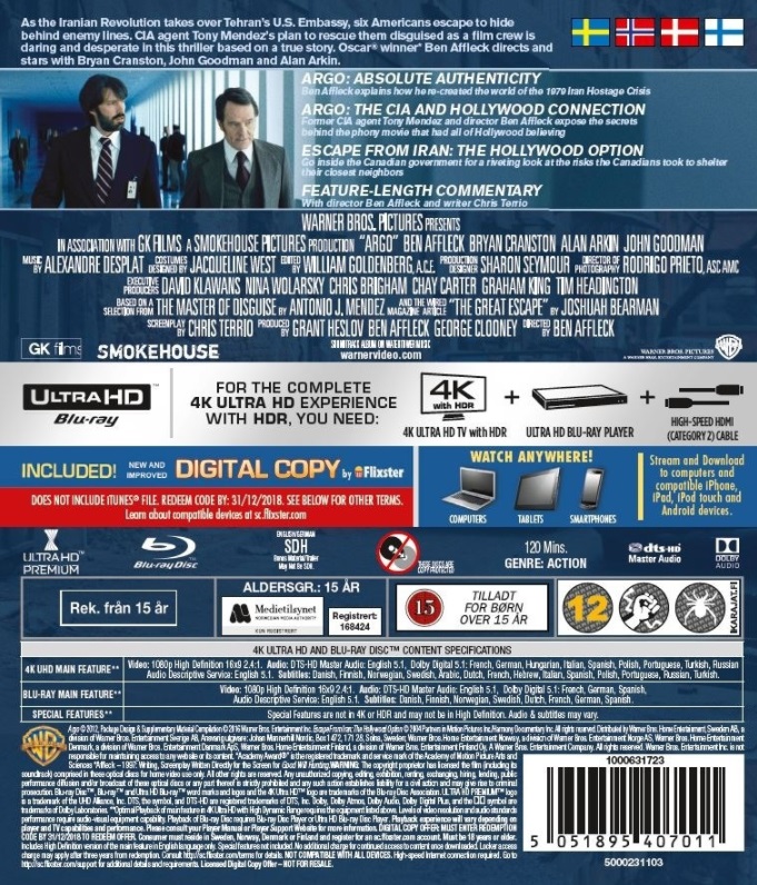 Argo 4K UHD + Blu Ray - 4K UHD - Future Movie Shop