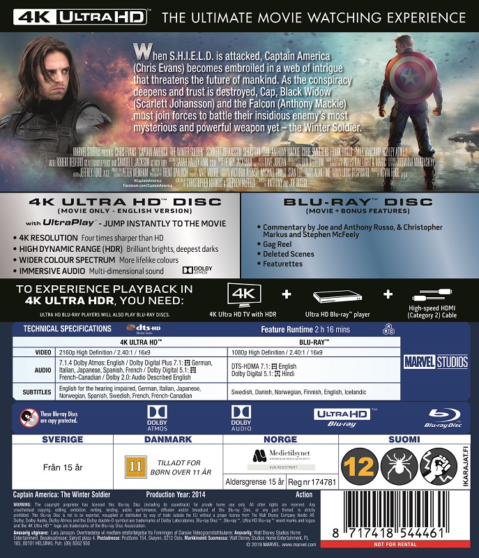 Captain America: The Winter Soldier 4K UHD + Blu Ray - 4K UHD - Future ...