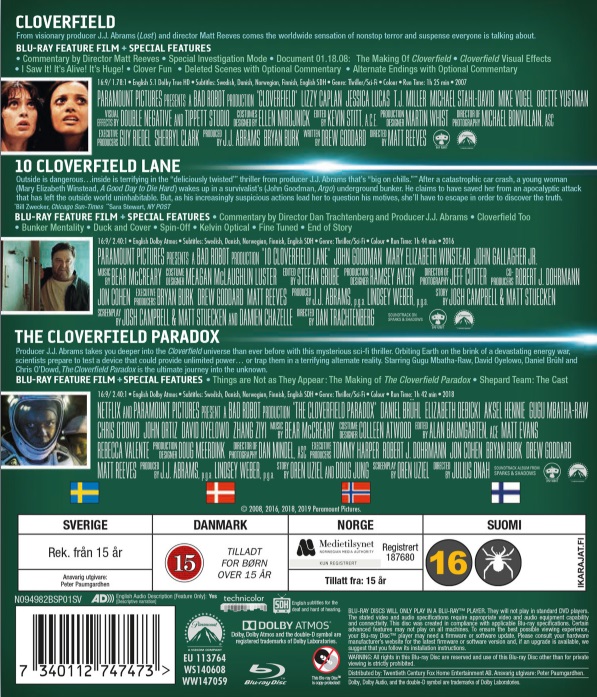 Cloverfield 3 Movie Collection Blu Ray - Boksit ja TV sarjat - Future ...