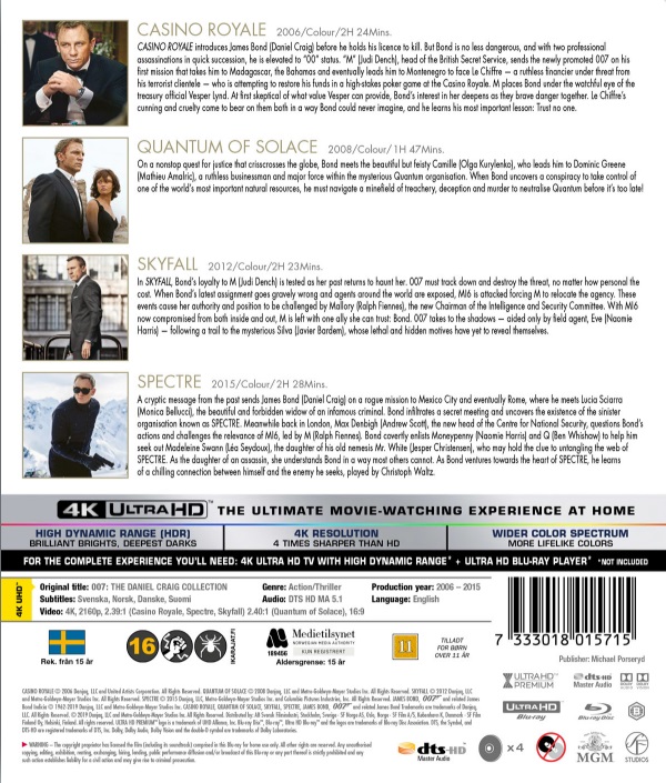 007 The Daniel Craig Collection Box 4K UHD + Blu Ray (8 Disc) - 4K UHD ...