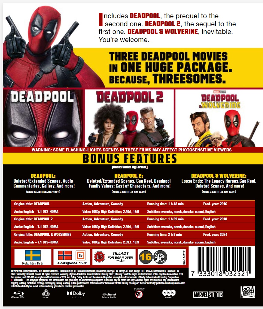 Deadpool 3 Movie Collection Blu Ray