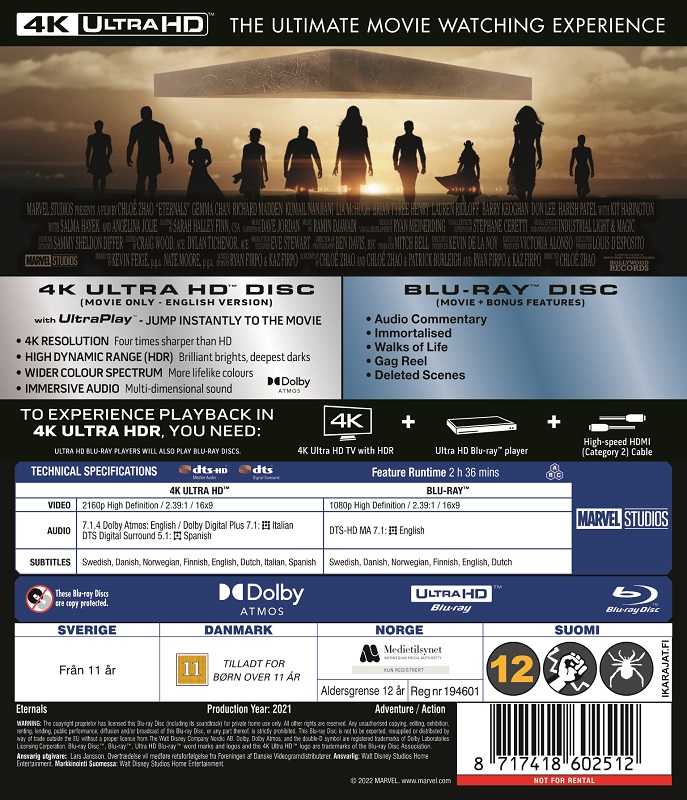 Eternals 4K UHD + Blu Ray - 4K UHD - Future Movie Shop