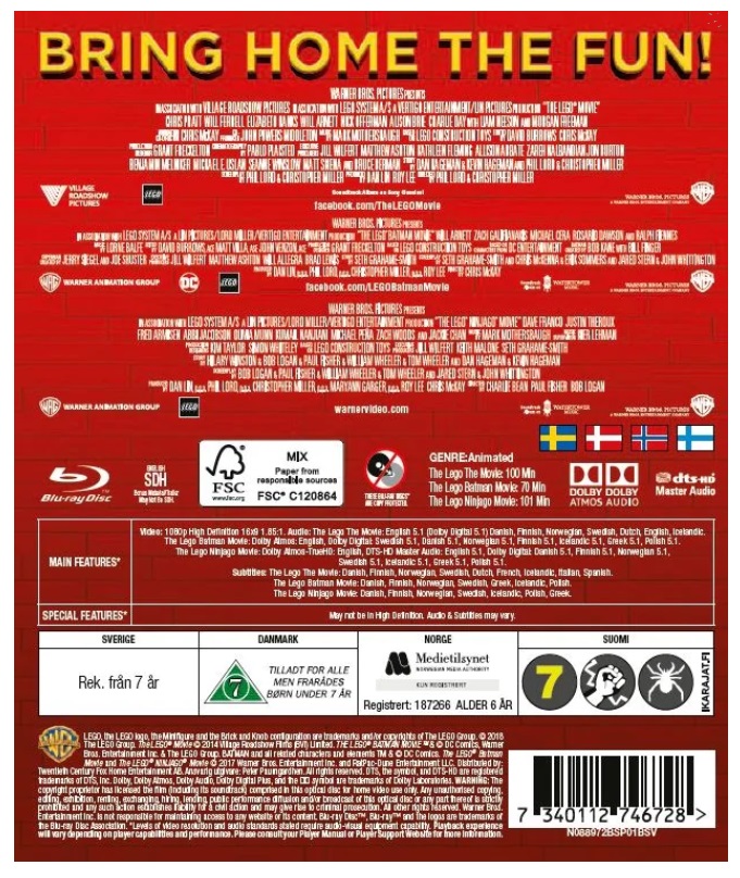 LEGO 3-Film Collection Blu Ray - Boksit ja TV sarjat - Future Movie Shop