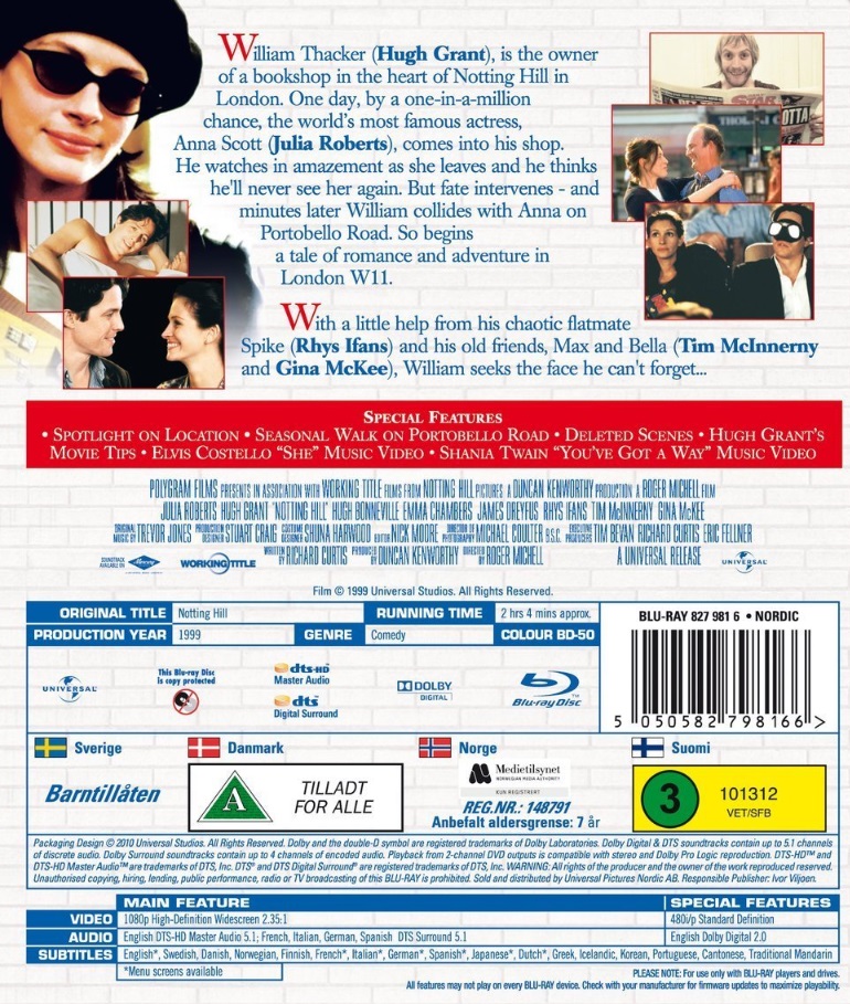 Notting Hill Blu Ray at Zane Bussell blog