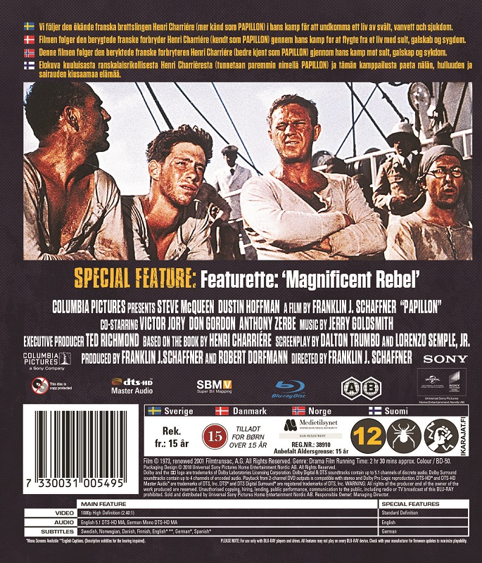 Papillon Blu Ray - Blu Ray - Future Movie Shop