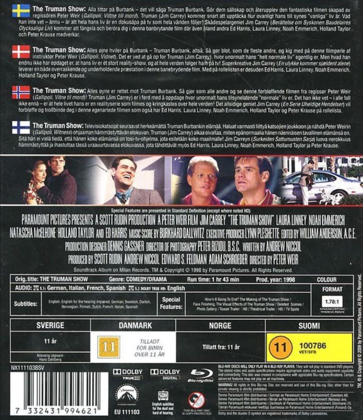 The Truman Show Blu Ray